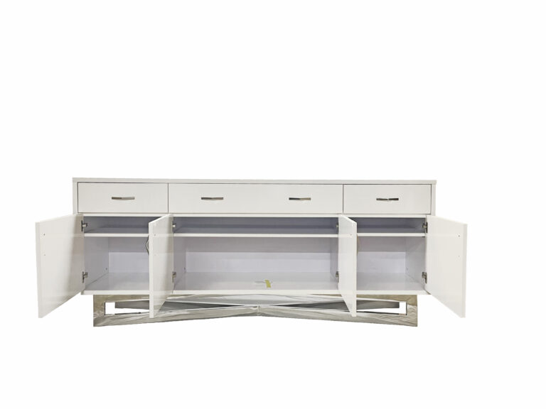 Maximo Modern White Lacquer Buffet with Silver Base - Sharelle ...