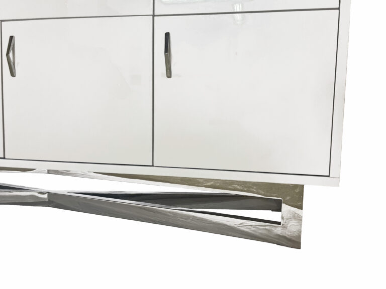 Maximo Modern White Lacquer Buffet with Silver Base - Sharelle ...